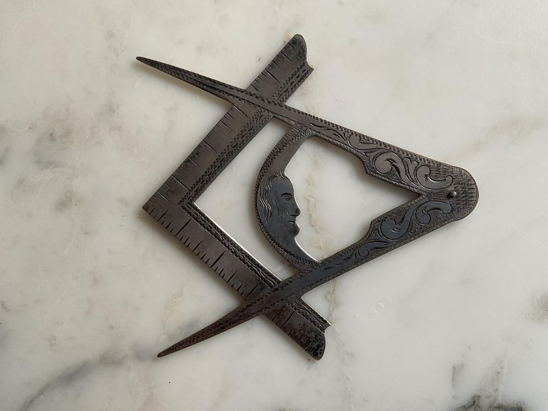 An Exceptional and Rare Early Victorian White Metal Masonic Set Square ...