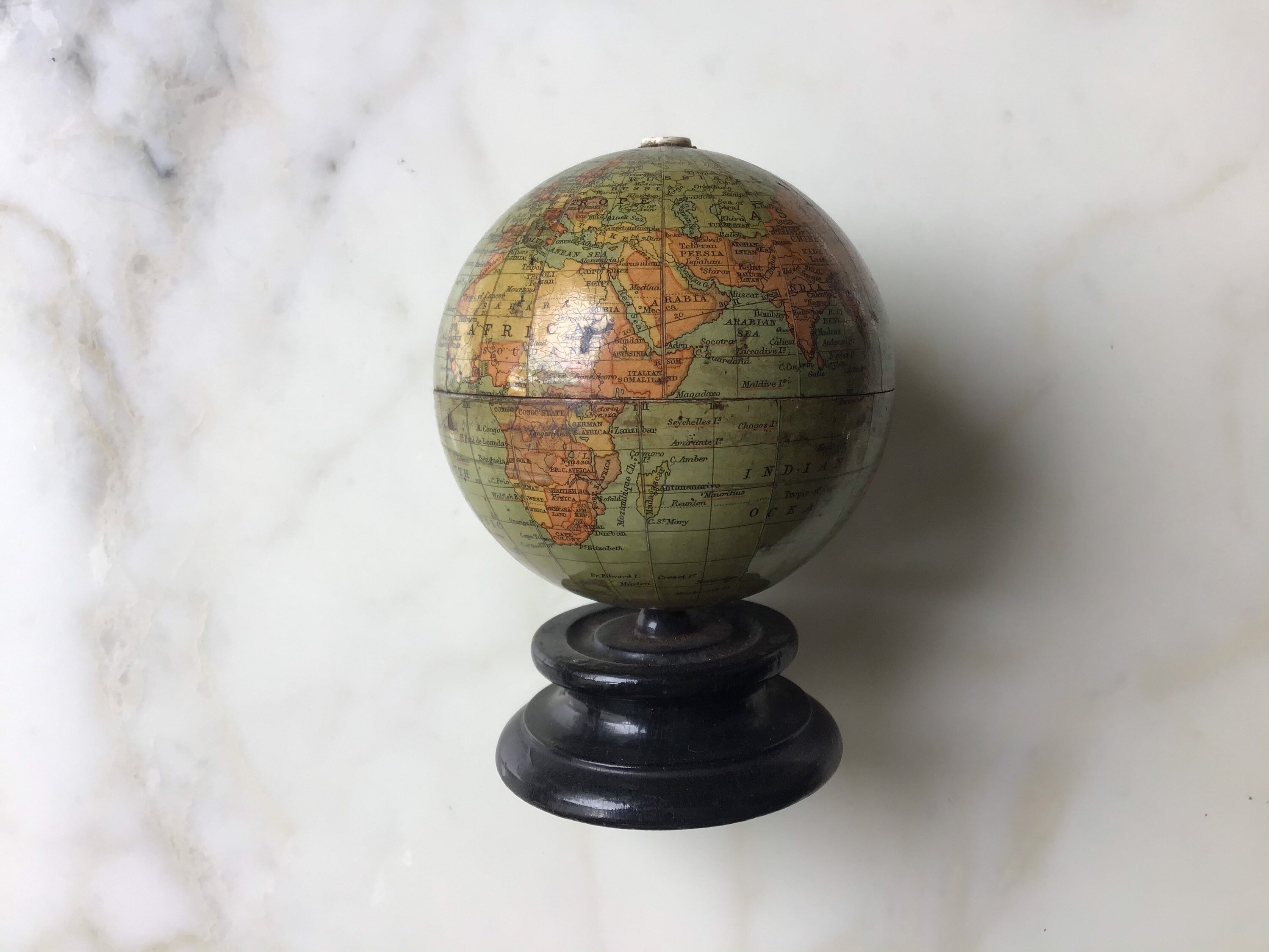 A Wonderful Late Victorian Globe Table String or Thread Dispenser ...