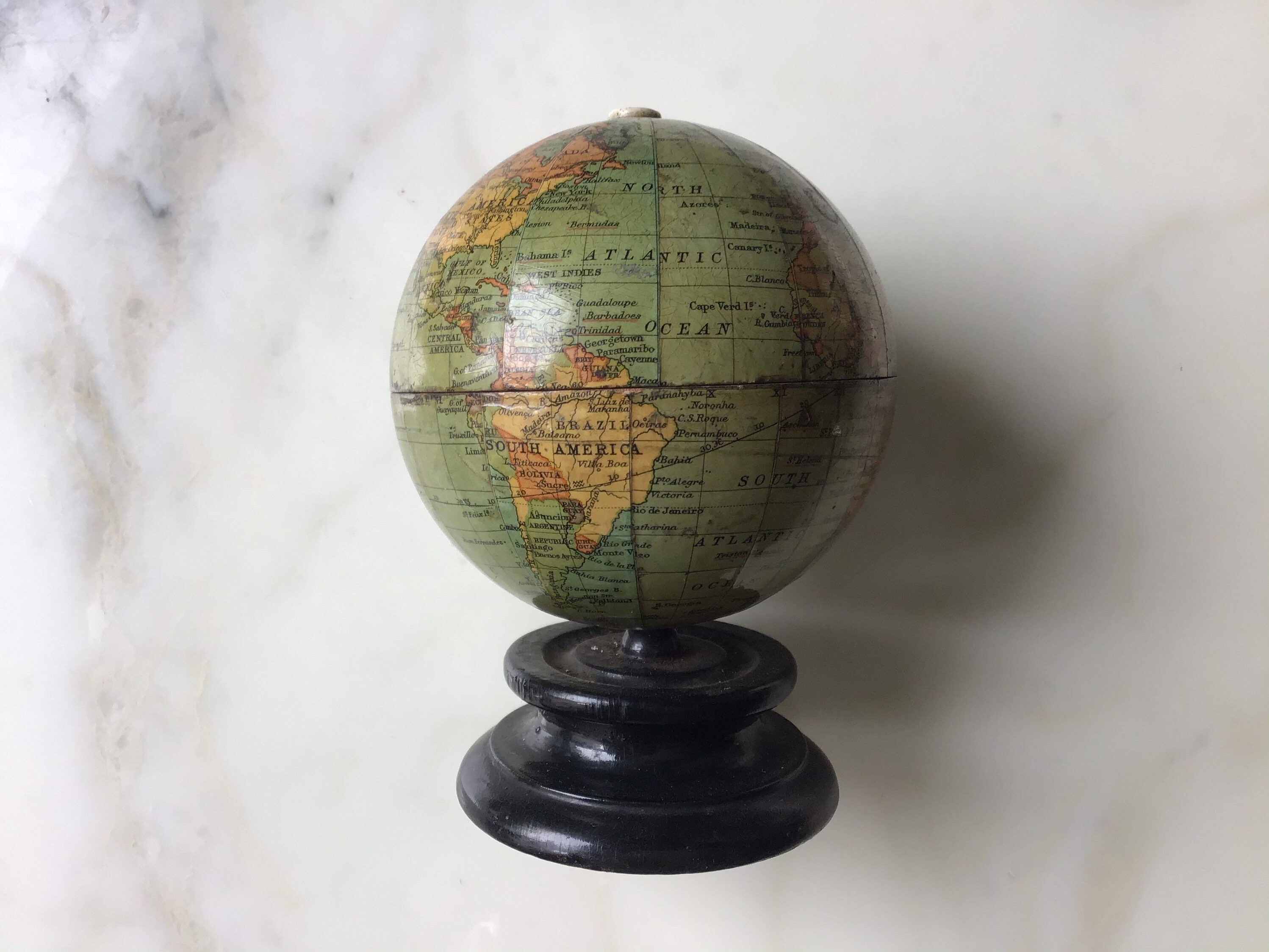 A Wonderful Late Victorian Globe Table String or Thread Dispenser ...
