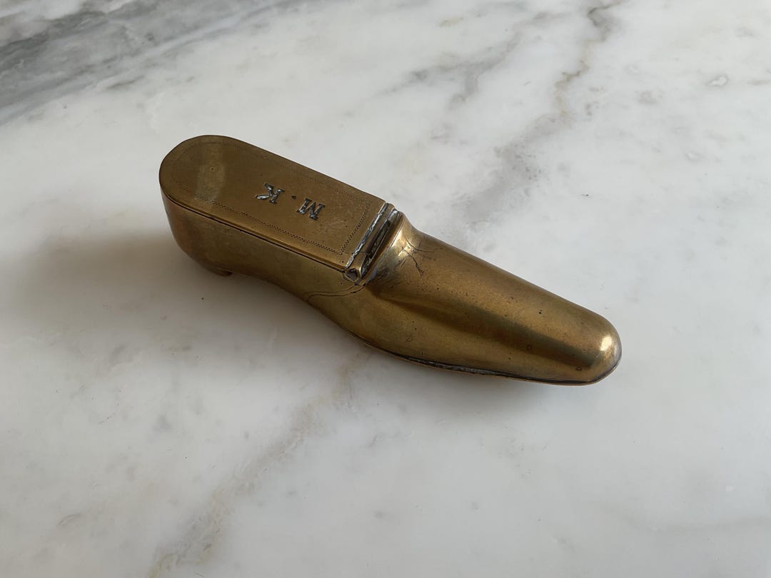 A Wonderfully Made Late Victorian Novelty Brass Shoe Pocket Snuff Box ...