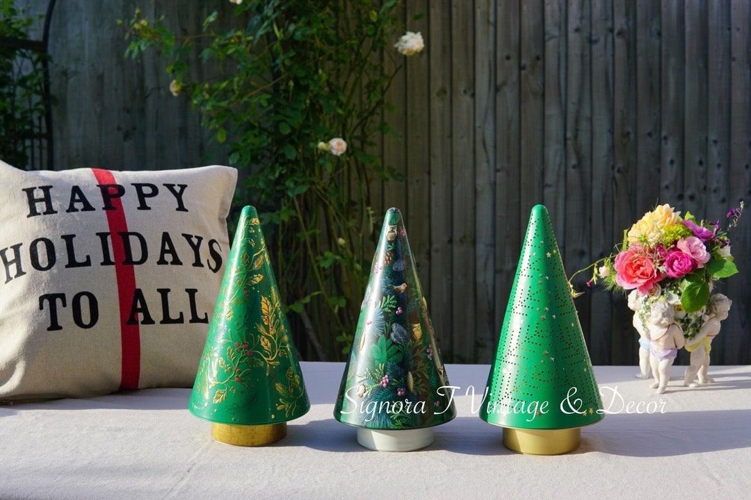 Vintage Musical Tin Christmas Trees: Set of 3 Holiday Decor - Etsy