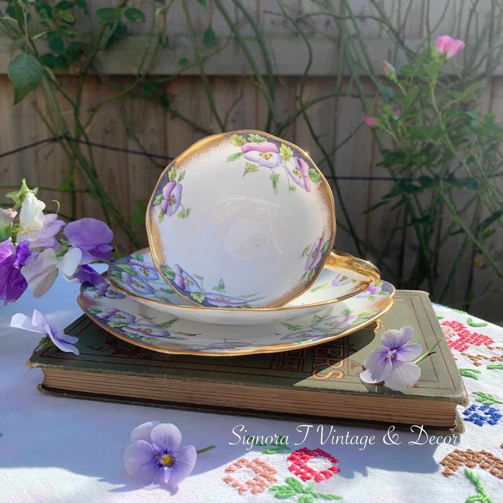 Antique Royal Albert Lilac Purple Pansy Tea Set 7 Pieces - Etsy