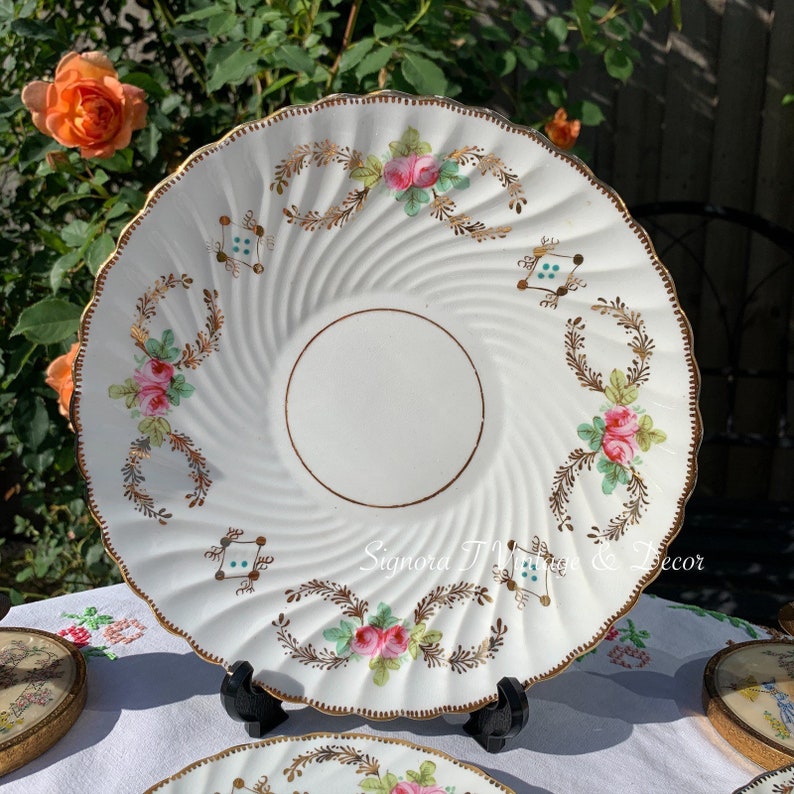 Victorian Hand Painted Rose & Leaves 18cm Plates Set x 6 Pieces - Etsy