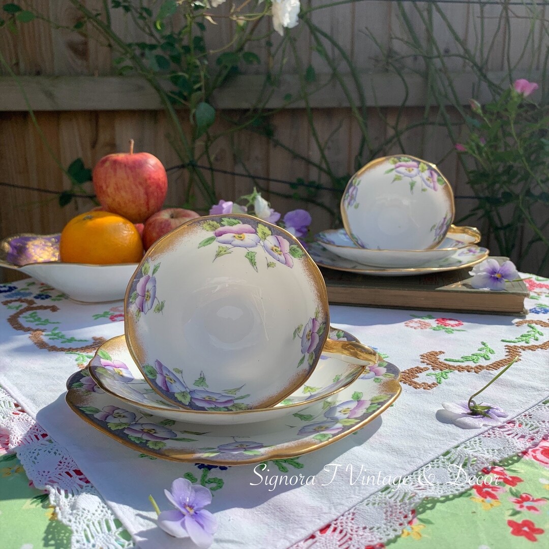 Antique Royal Albert Lilac Purple Pansy Tea Set (7 Pieces) - Etsy