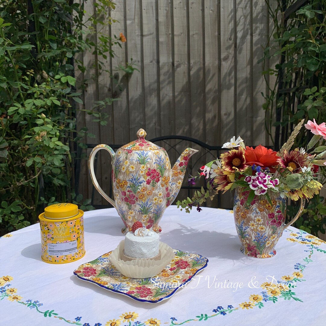 Vintage Royal Winton Chintz Summertime Teapot Hot Water Teapot Stand ...
