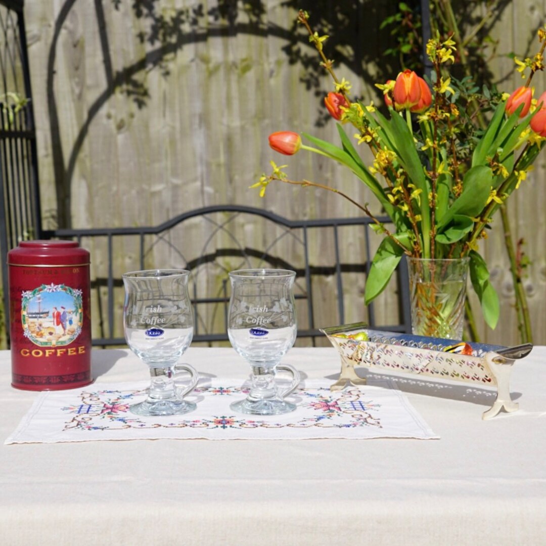 Vintage Cut Glass Irish Coffee Cup (set of 2) - Etsy