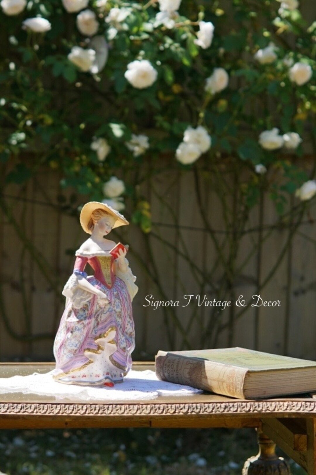 RARE Regency Era Lady Reading Book With Lavish Gilding, Blue Ribbon ...