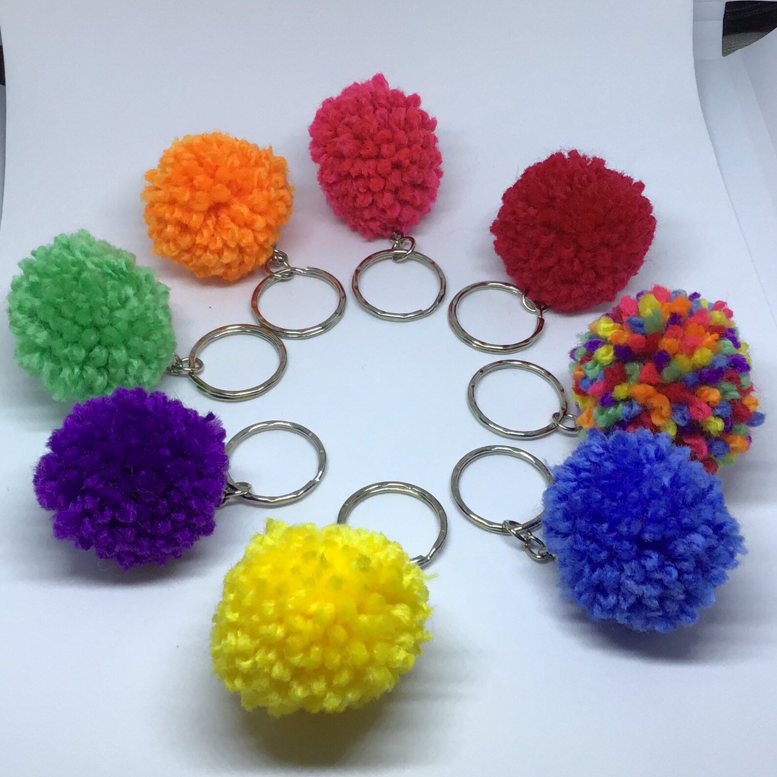 Pom Pom keyring rainbow keychain favour wedding favour | Etsy