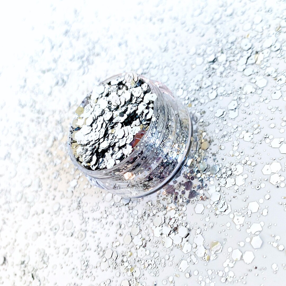 Silver Mix Biodegradable Glitter 5ml Tub or Refill Pouch / Face & Body ...