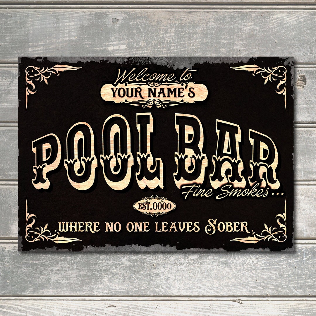 PERSONALISED Pool Bar Sign Wall Decor Vintage Pub Farmhouse Signage ...