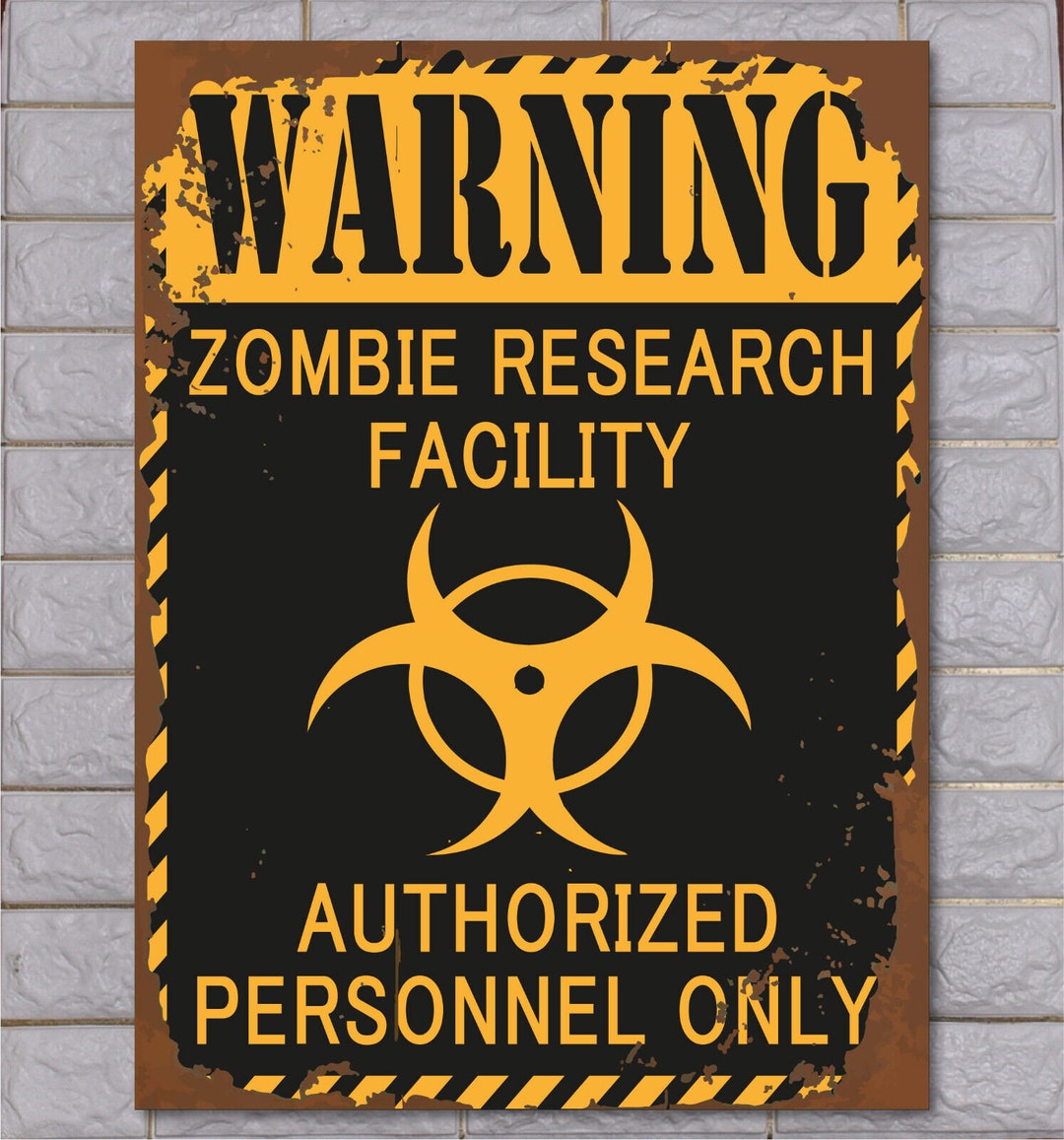 Warning ZOMBIE RESEARCH FACILITY Retro Metal Sign Man Cave Shed Bar Pub ...