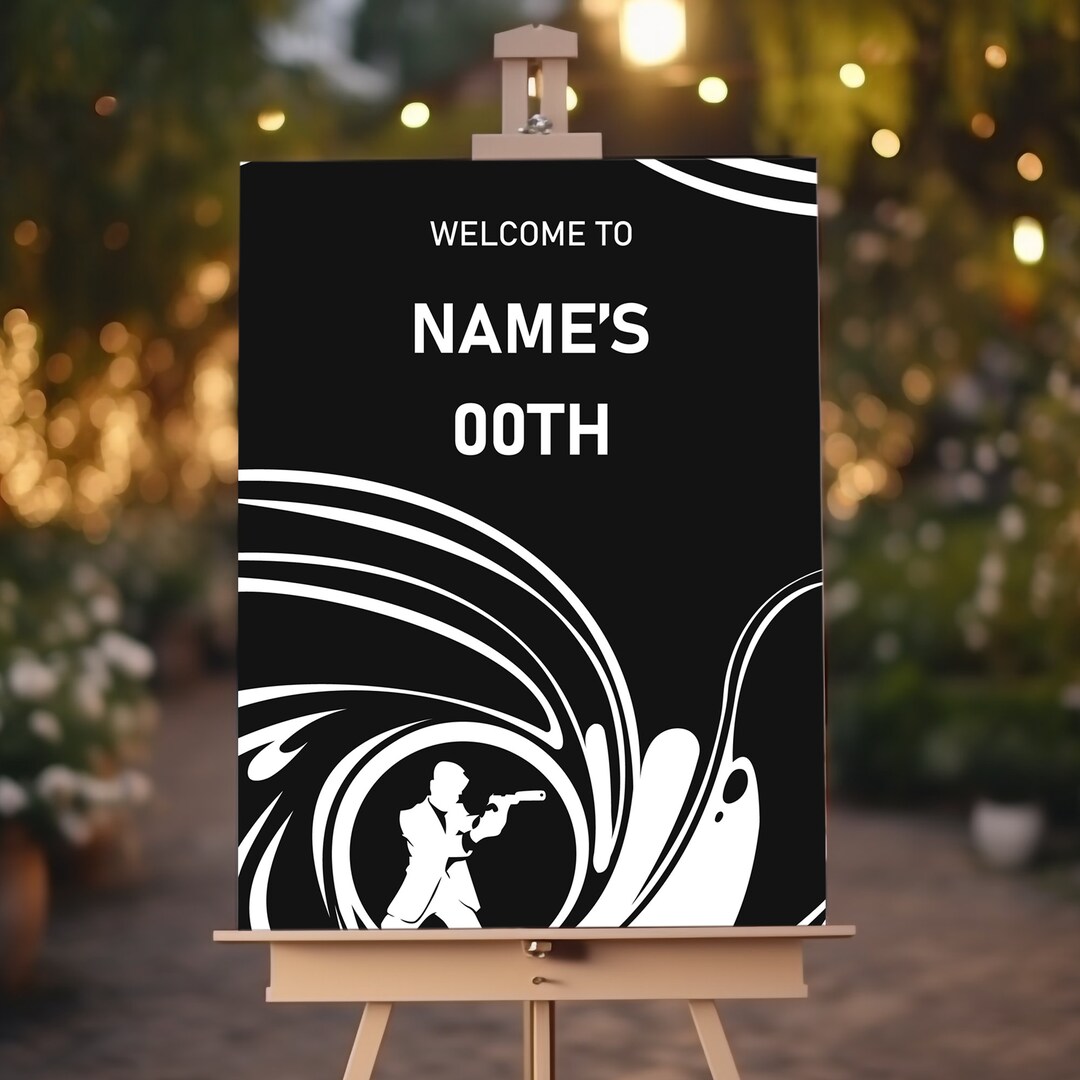 SPY BIRTHDAY Party Welcome Sign, A1, A2, A3 or A4, British Spy Birthday ...