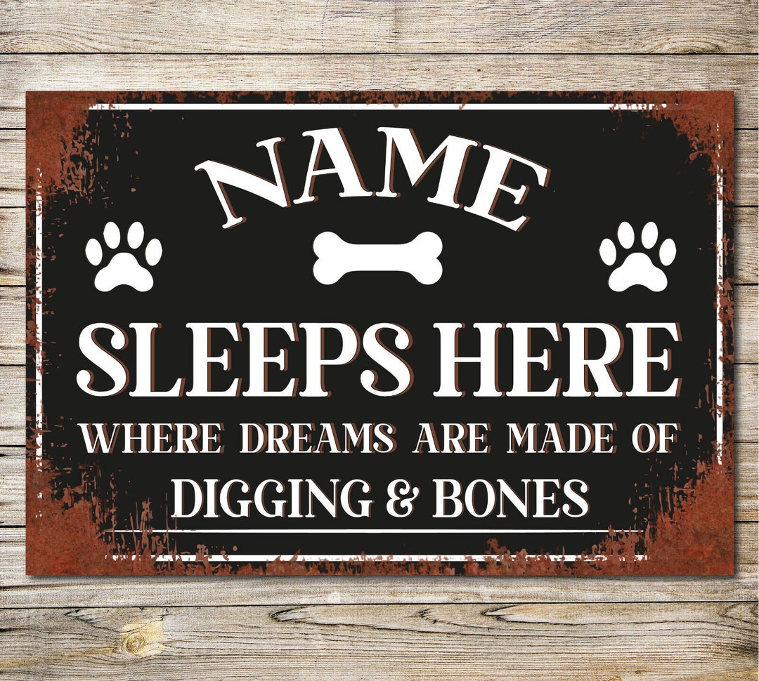 PERSONALISED Dog Sign Metal Wall Door Decor Custom Name Pet Bed Kennel ...