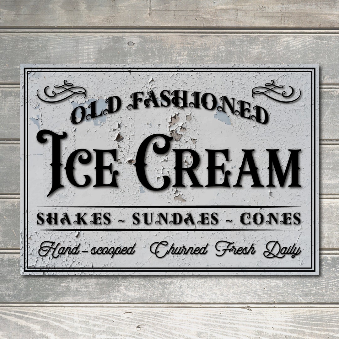 Old Fashioned Ice Cream Bar Sign Farmhouse Summer Wall Art Decor Metal ...