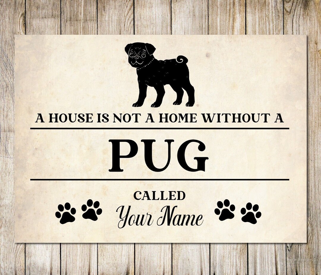 PERSONALISED PUG Sign Pet Name Dog Homemade Decor Metal Plaque - Etsy UK