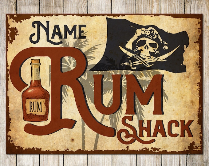 Personalised Rum Bar Sign, Metal Rusty Look Vintage Inspired Bar Sign ...