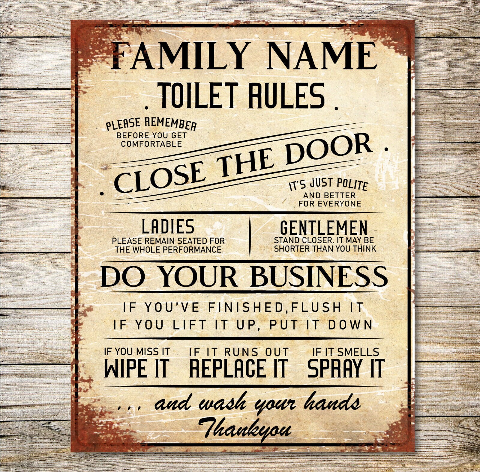 PERSONALISED Toilet WC Sign Metal Wall Door Signage Washroom - Etsy UK