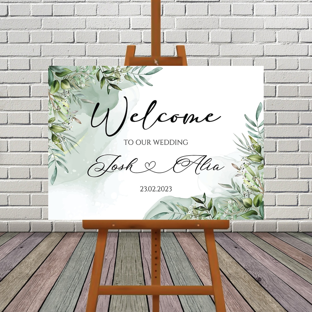 EUCALYPTUS Wedding Welcome Sign, A1, A2, A3 or A4, Botanical Wedding ...