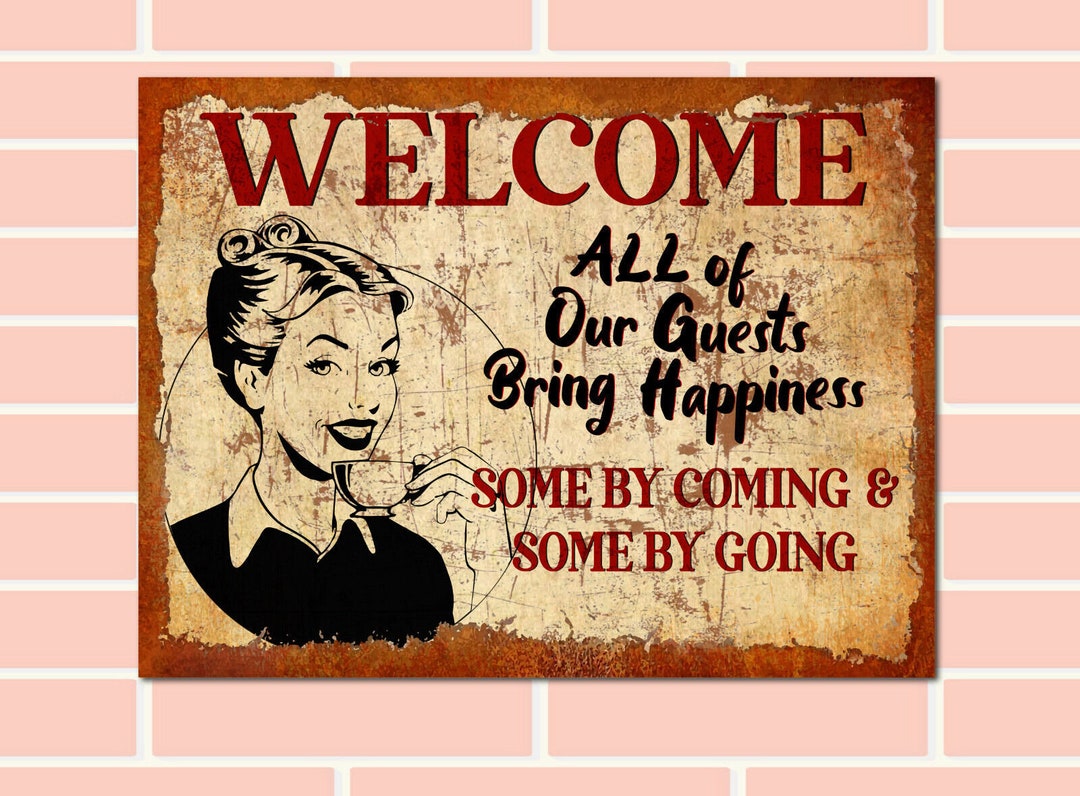 WELCOME GUESTS Retro Metal Sign Man Cave Bar Pub Plaque Party Vintage ...