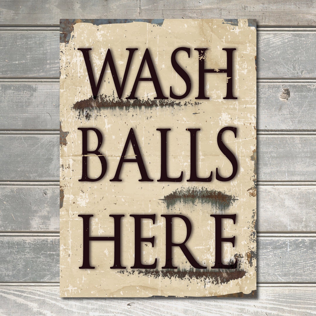 Metal Funny Golf Wash Balls Here Man Cave Bathroom Wall Sign Decor ...