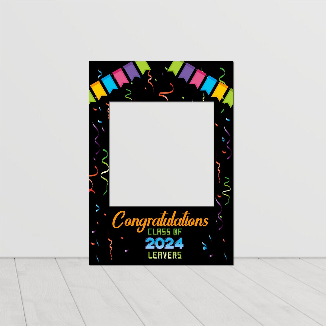 SCHOOL LEAVERS Selfie Frame Personalised Neon Effect Class of School ...