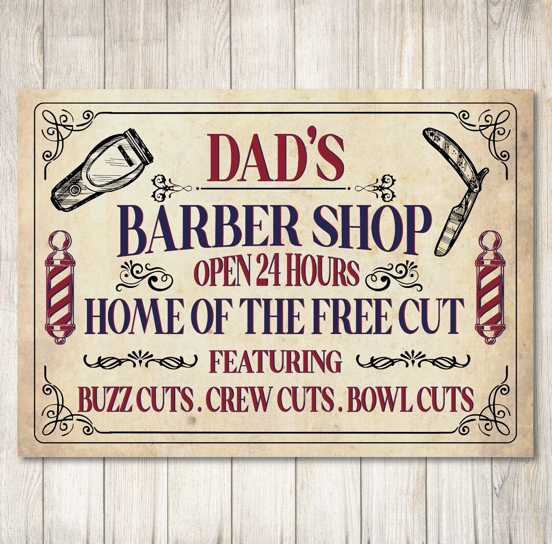 PERSONALISED Dad's Barber Shop Sign Gift for Dad Vintage - Etsy