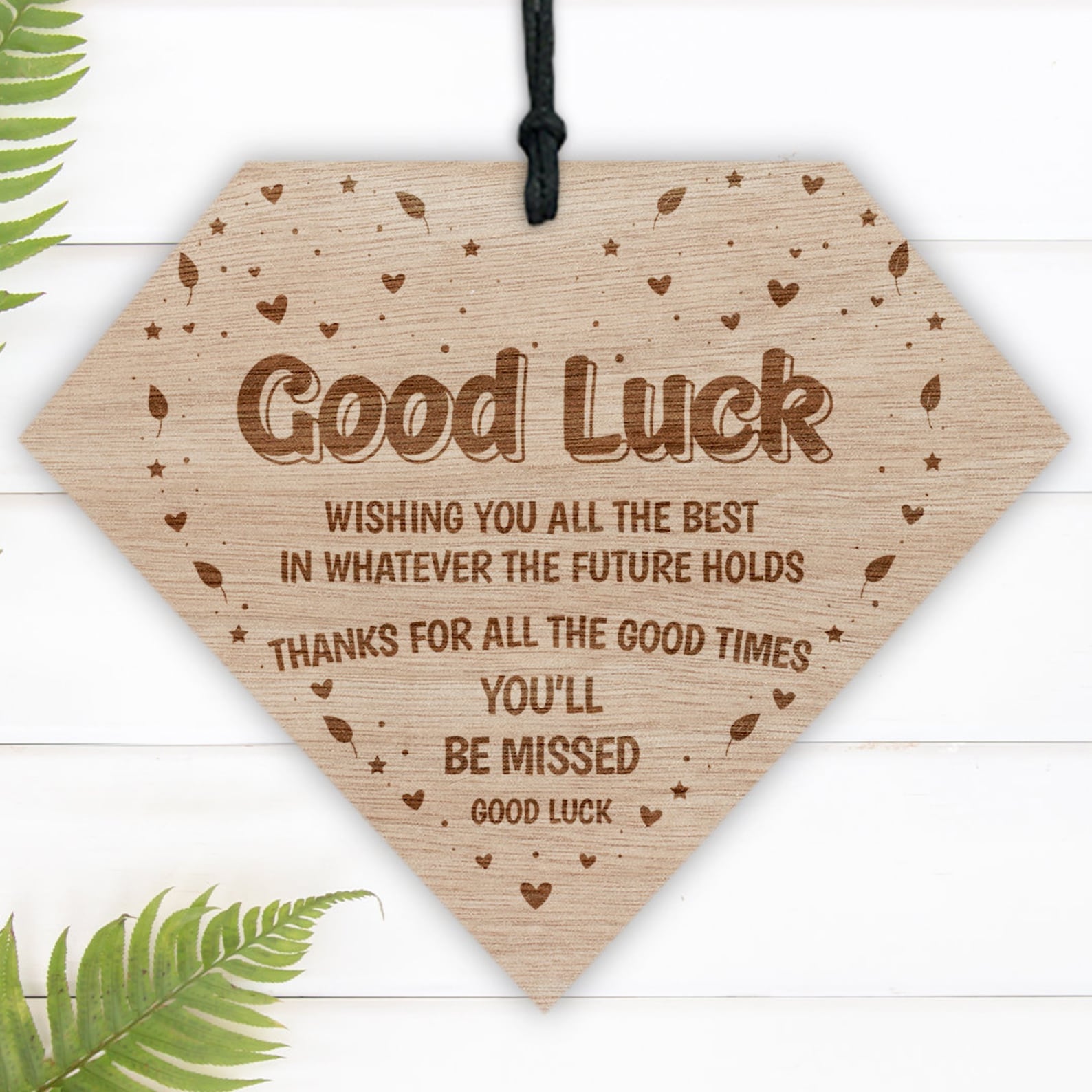 DE110 Engraved Good Luck You'll Be Missed Wooden Hanging - Etsy Australia