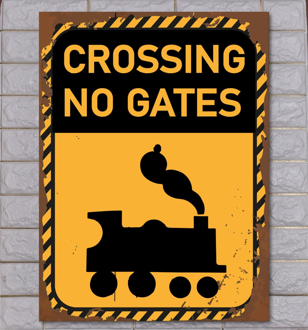 LEVEL CROSSING No Gates Retro Metal Sign Man Cave Station Bar Pub ...