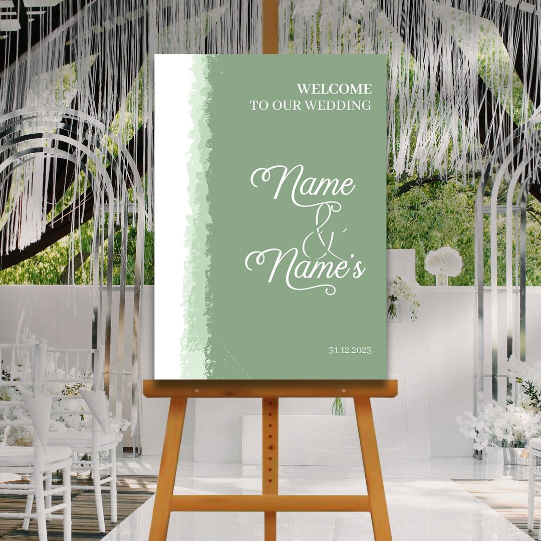 Muted Welcome Wedding Sign, Custom Colours, Minimalist Wedding Welcome ...