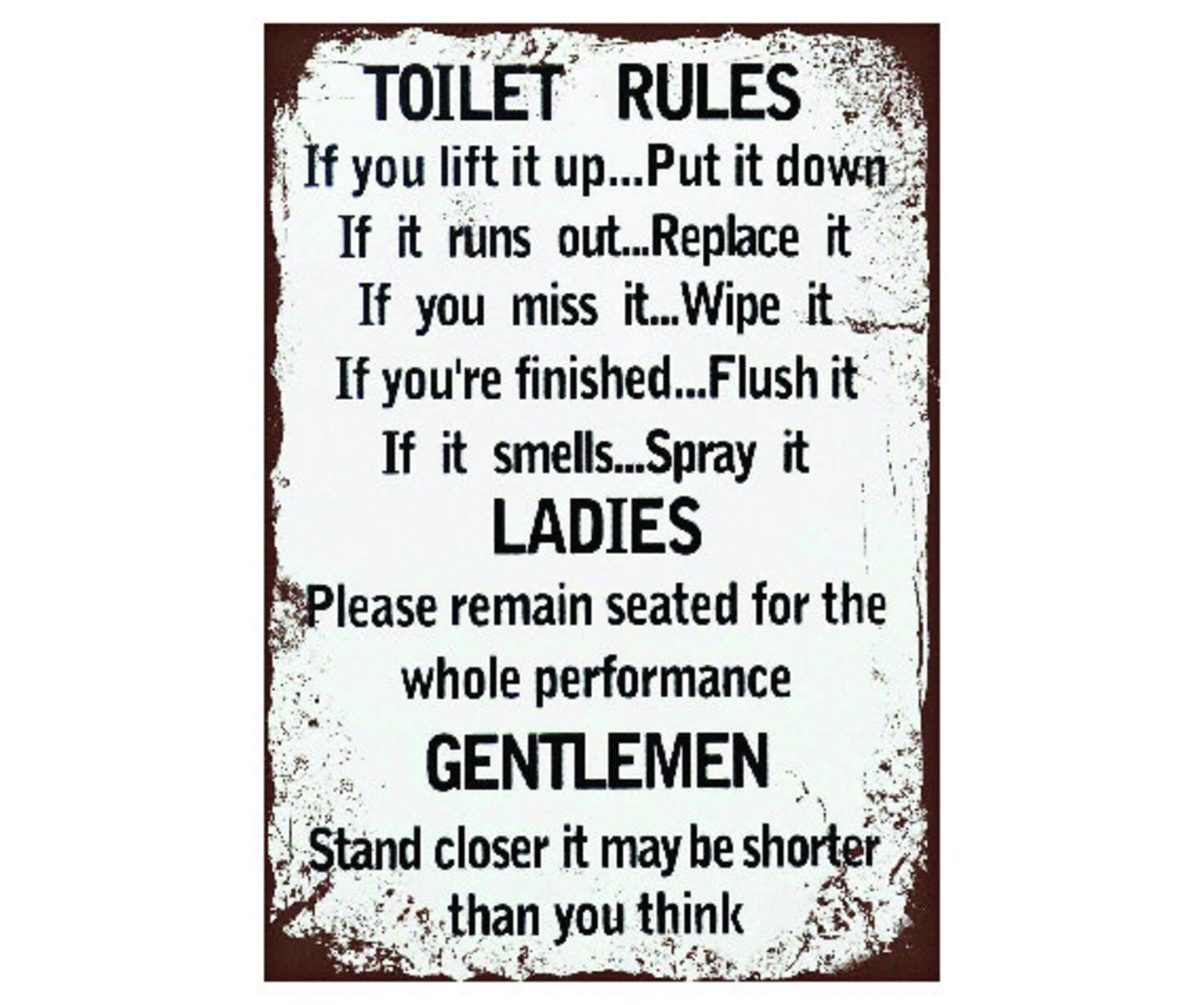 TOILET RULES Retro Vintage Metal Plaque Sign Pub Bar Man Cave | Etsy UK