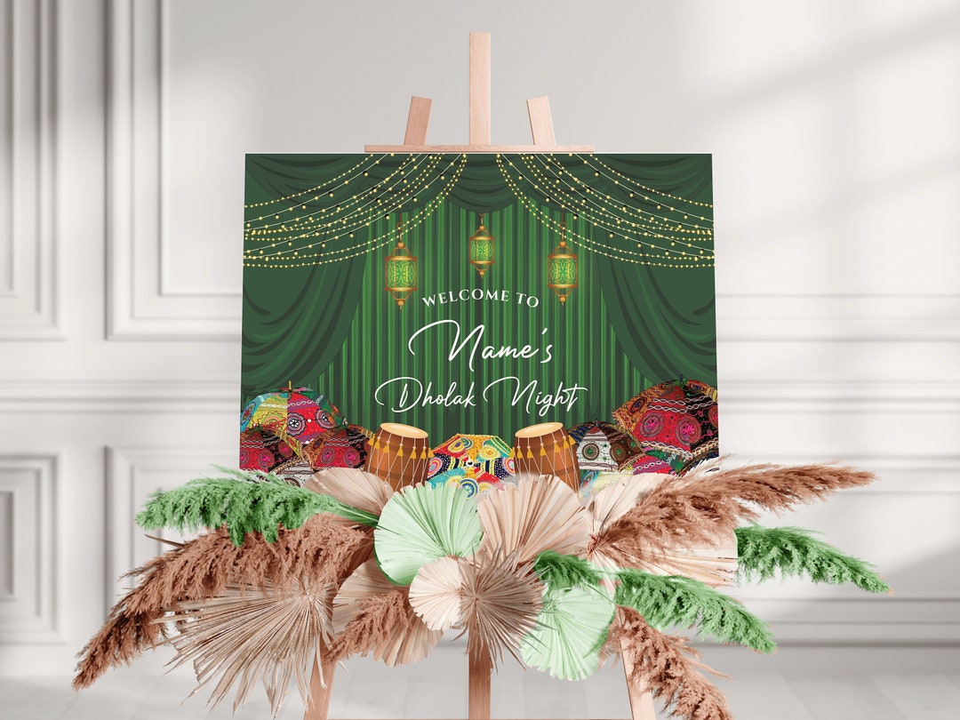 Dholki Welcome Sign, A1, A2, A3 or A4, Pakistani Wedding, Dholak Night ...