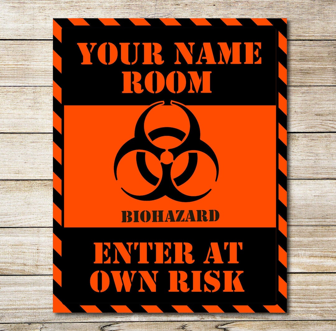 PERSONALISED Kids Room Biohazard Danger Enter at Your Risk Sign Metal ...