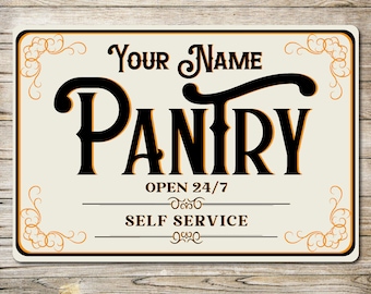 Personalised Pantry Sign Metal Wall Door Signage Larder Vintage Retro ...