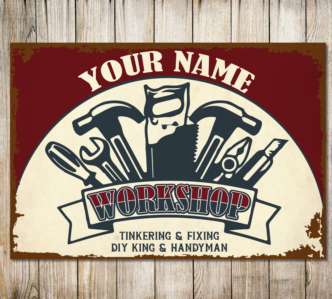 PERSONALISED Workshop Sign Tool Shed Garage Mechanic Repair Service ...