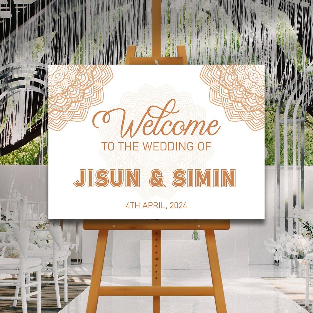 Mandala Minimalist Wedding Welcome Sign, A1, A2, A3 or A4, Simple ...