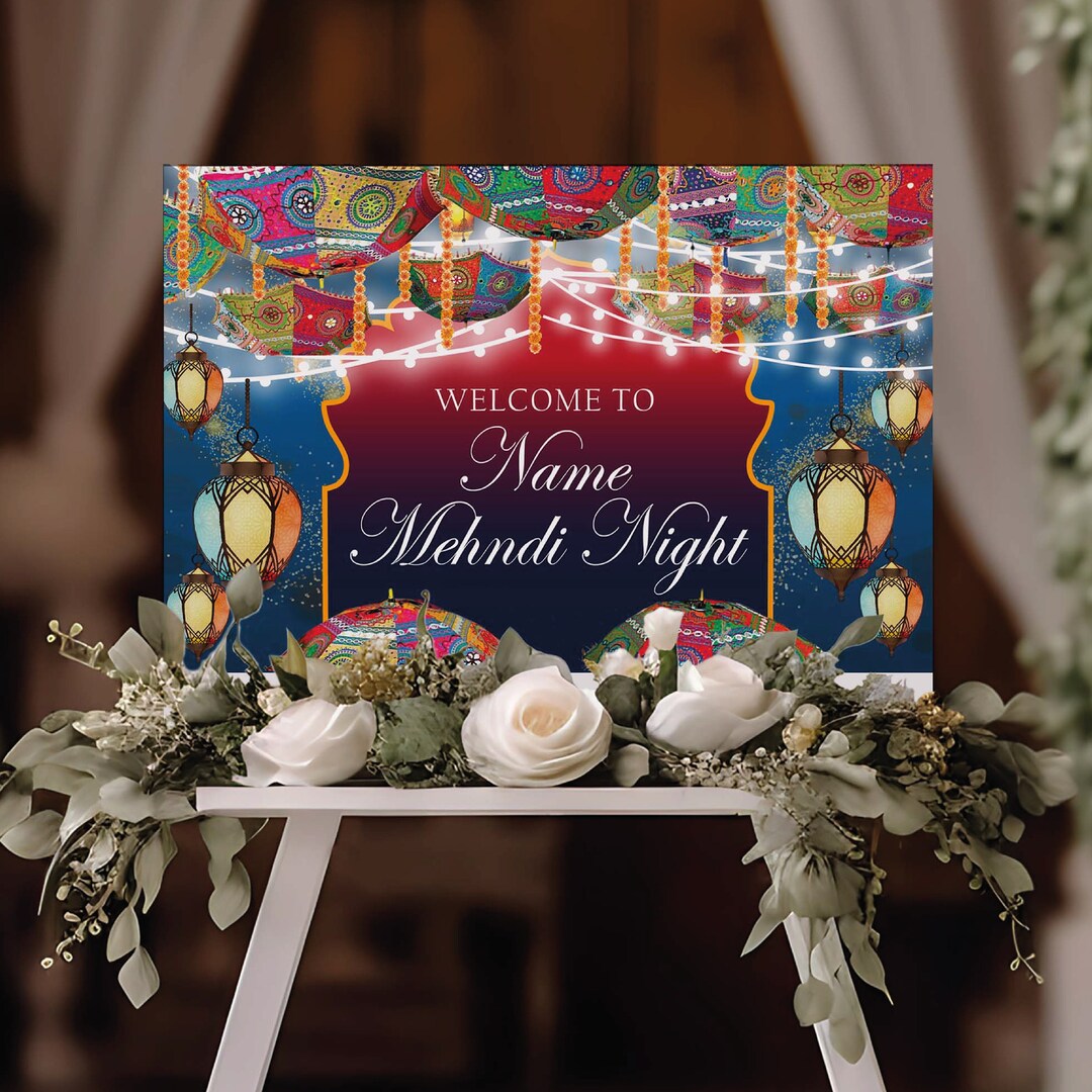 Mehndi Welcome Signs, Mehendi Signs, Umbrella Desi Decor, Mehndi Sign ...