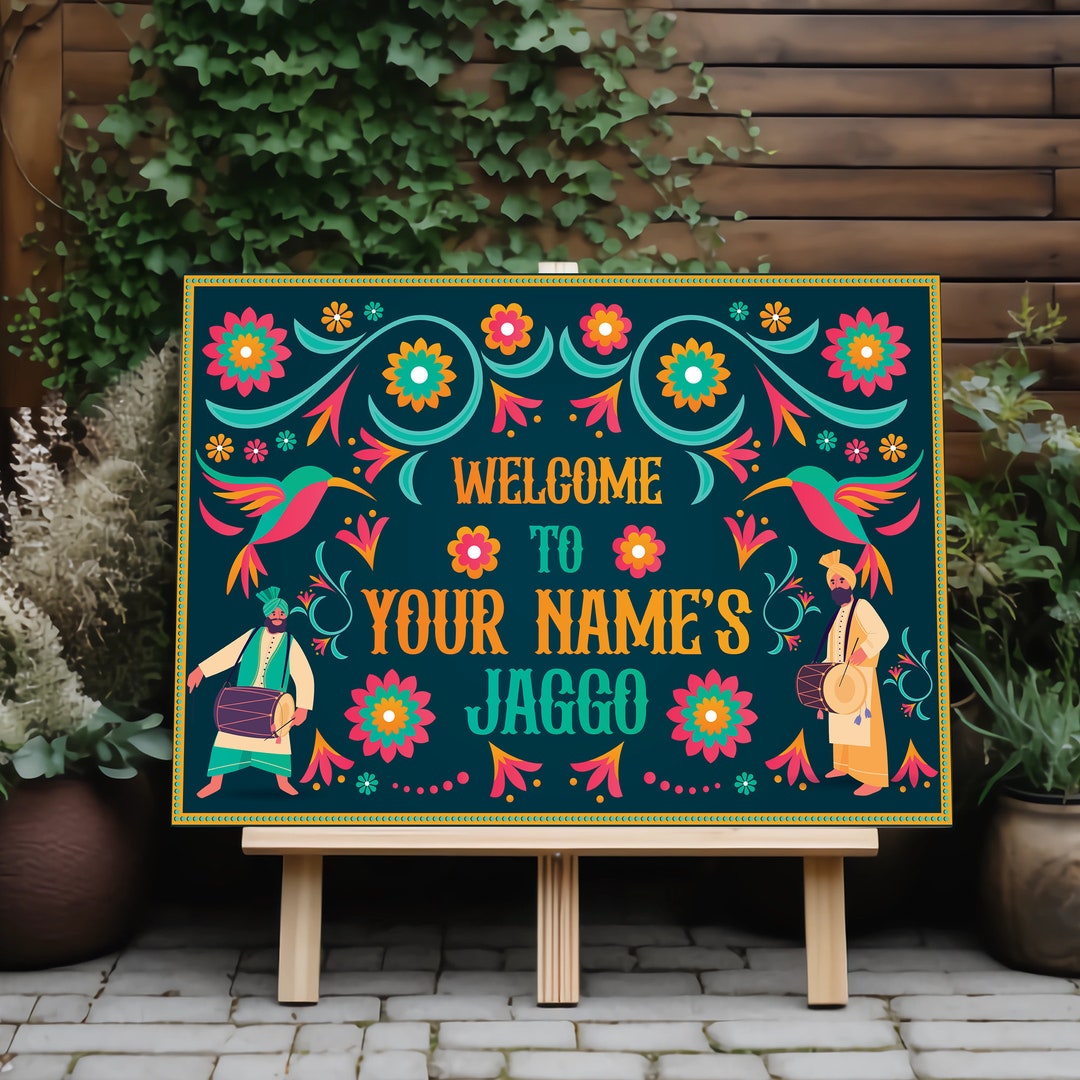 JAGGO Señales de bienvenida Jago Signs Bollywood Desi Decor Mehndi Sign ...