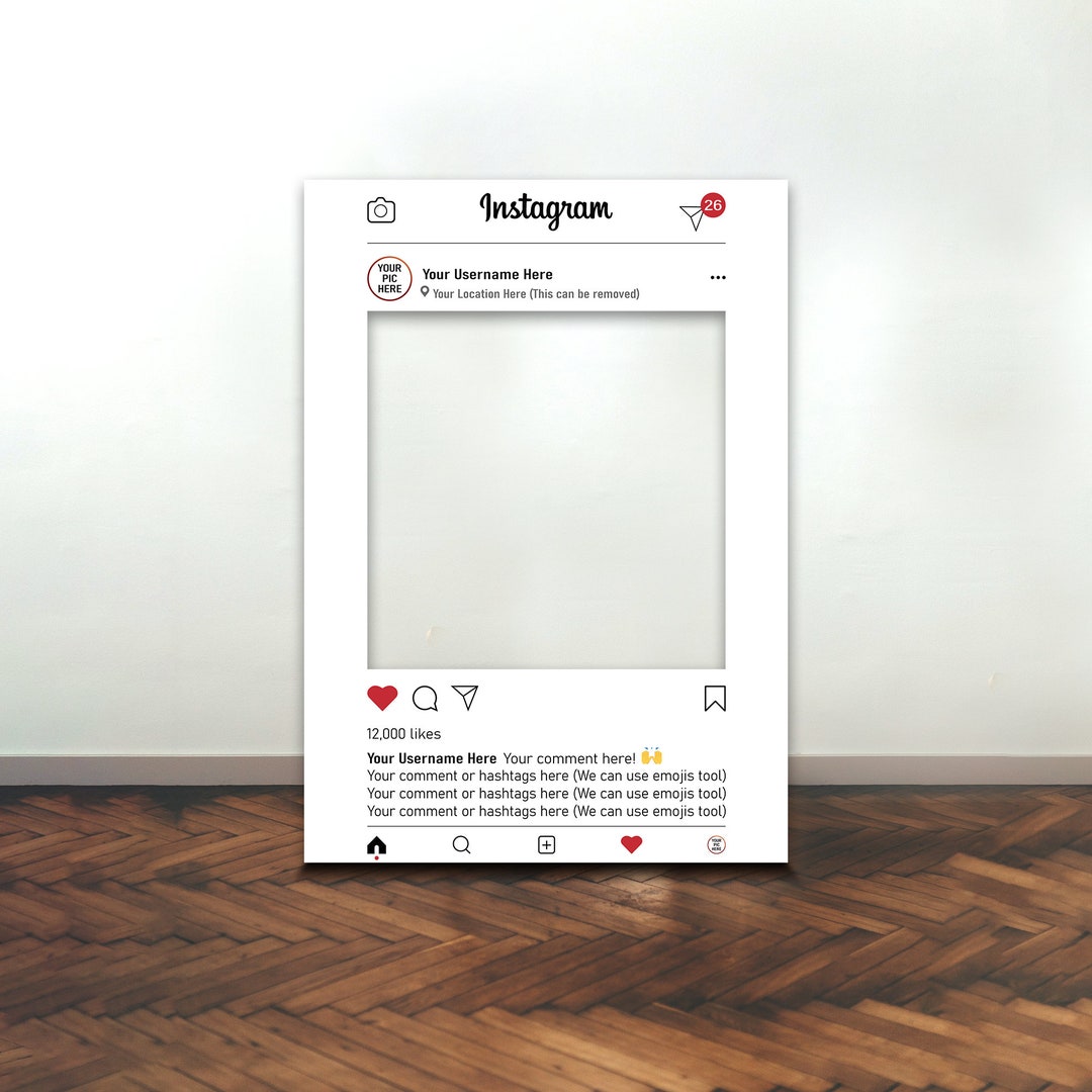 CUSTOMISABLE INSTAGRAM FRAME Personalised Instagram Selfie Frame Social ...