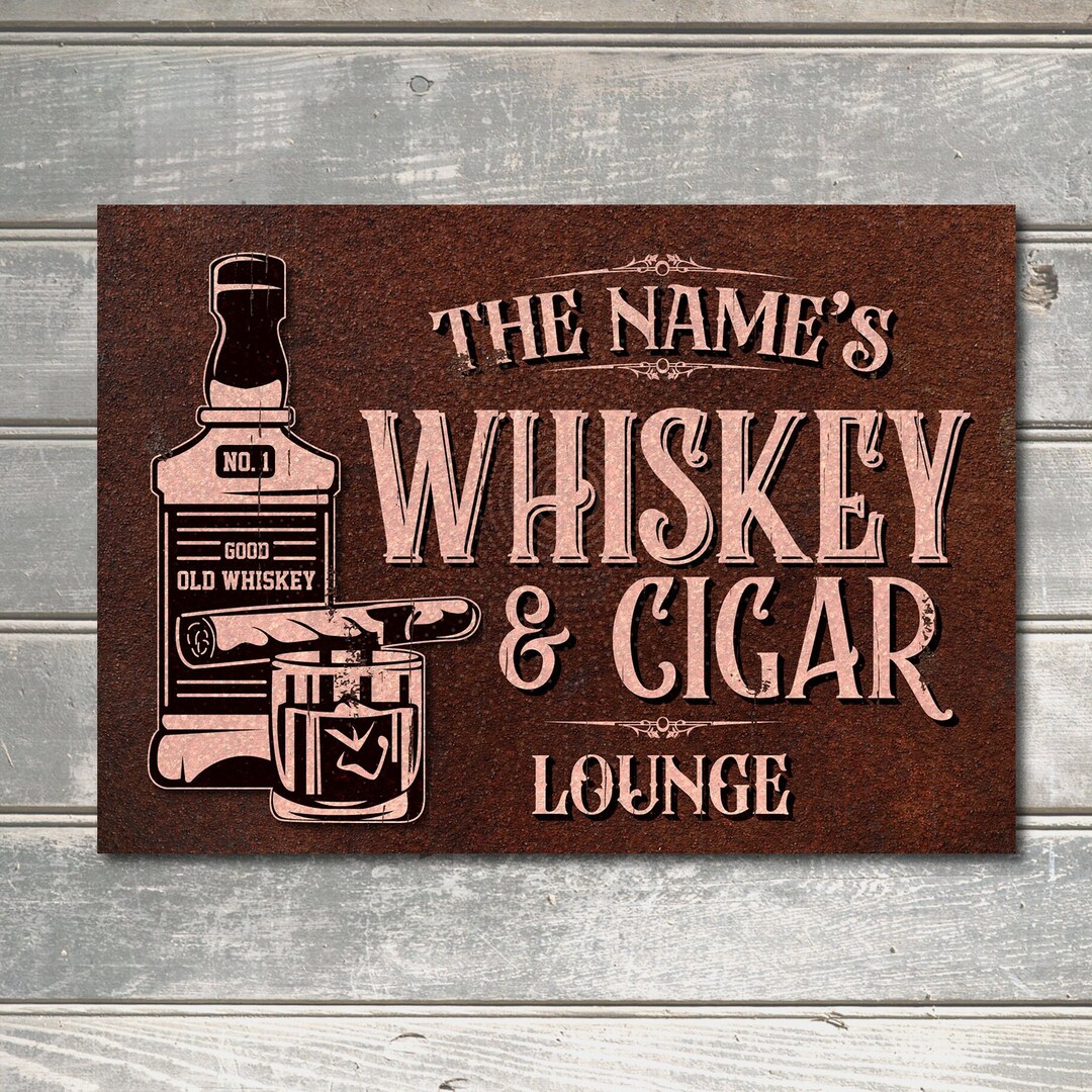 PERSONALISED Whiskey & Cigar Room Sign Room Decor Lounge Man Cave Metal ...