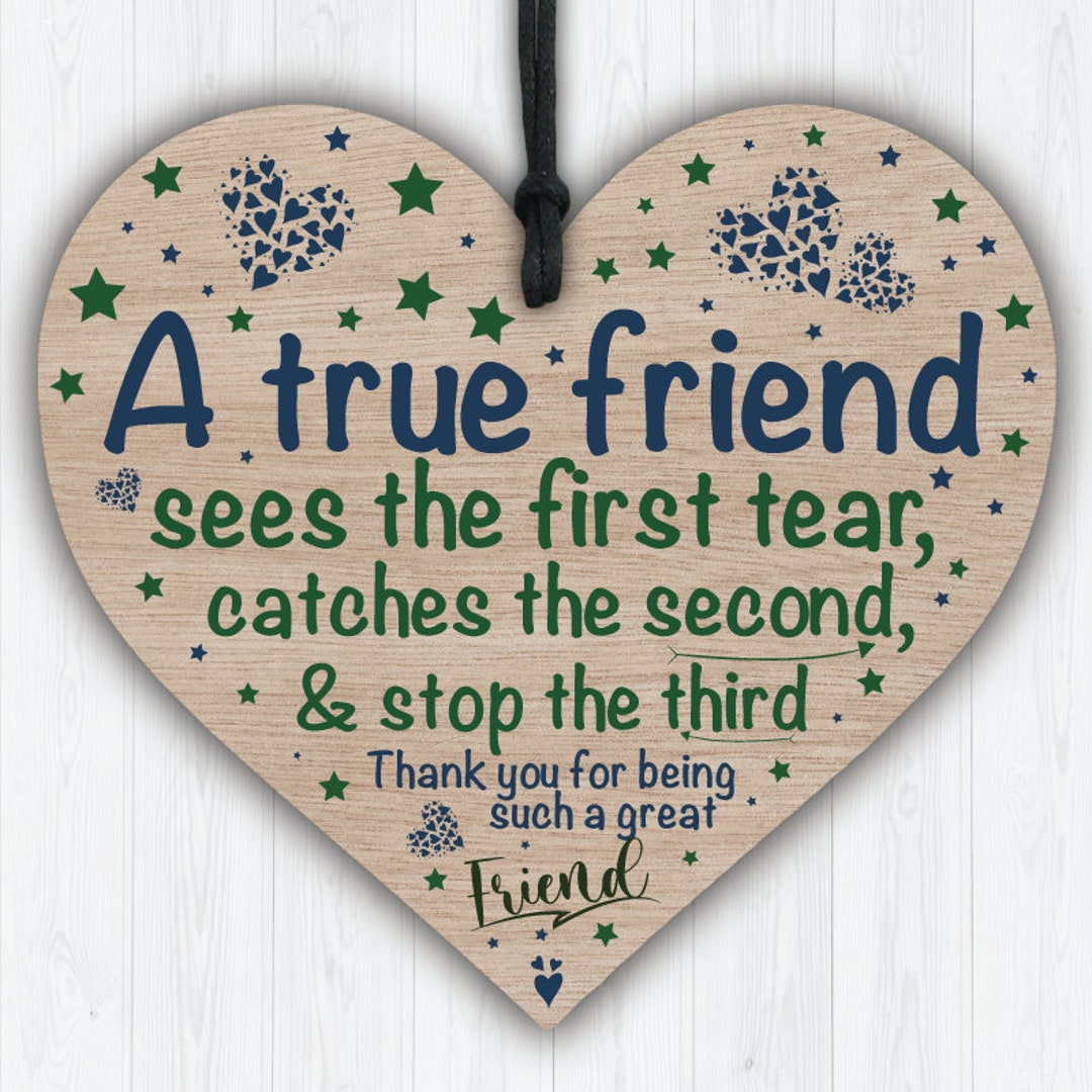 A True Friend Thank You for Being A Great Friend Wooden Hanging Heart ...