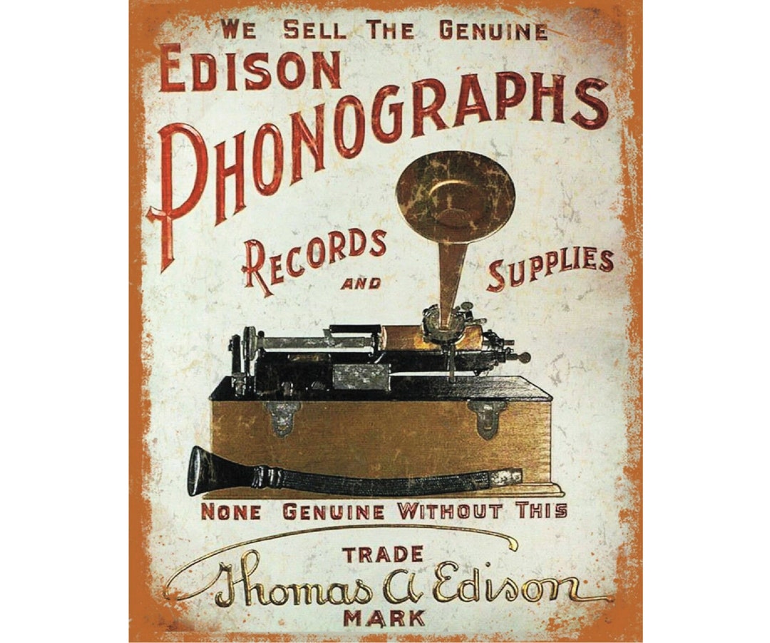 EDISON PHONOGRAPHS Retro Metal Sign Man Cave Bar Pub Plaque - Etsy