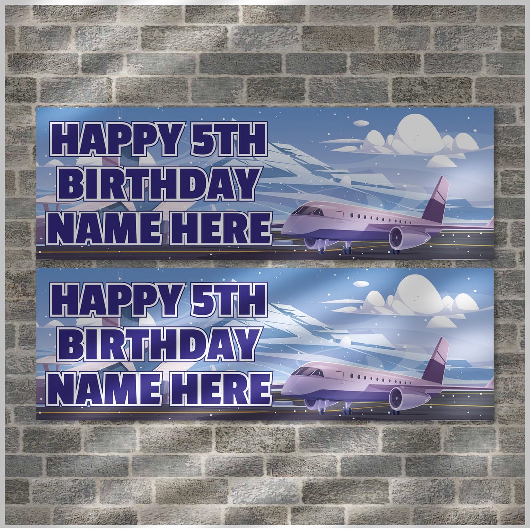 2 Personalised Plane Birthday Banners Aviation Party Banners Plane ...