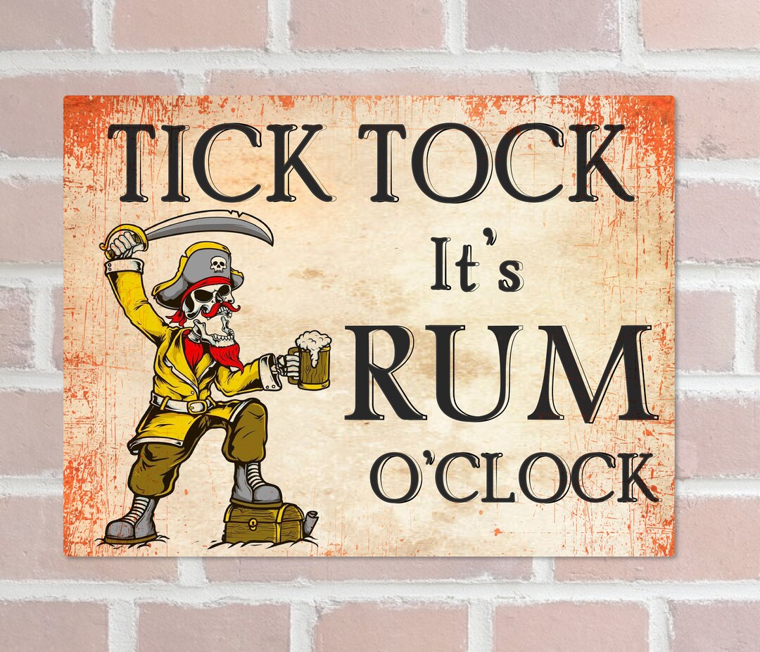 RUM O'CLOCK Retro Metal Sign Man Cave Bar Pub Plaque Party Vintage Gift ...