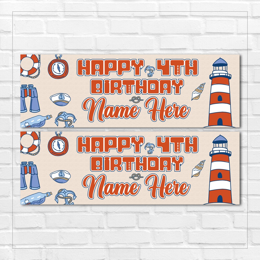 2 Lighthouse Personalised Birthday Banners Kids Adults Childrens Wall ...