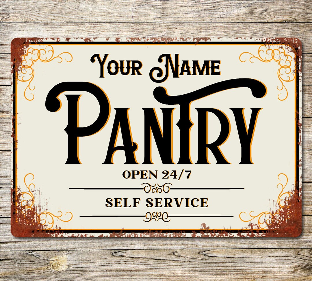 PERSONALISED Pantry Sign Metal Wall Door Signage Rusted Style Retro Tin ...