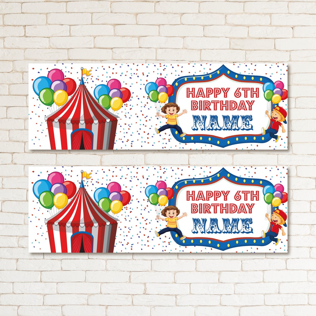 2 Personalised Circus Magic Birthday Banners Kids Children Adults- Any ...