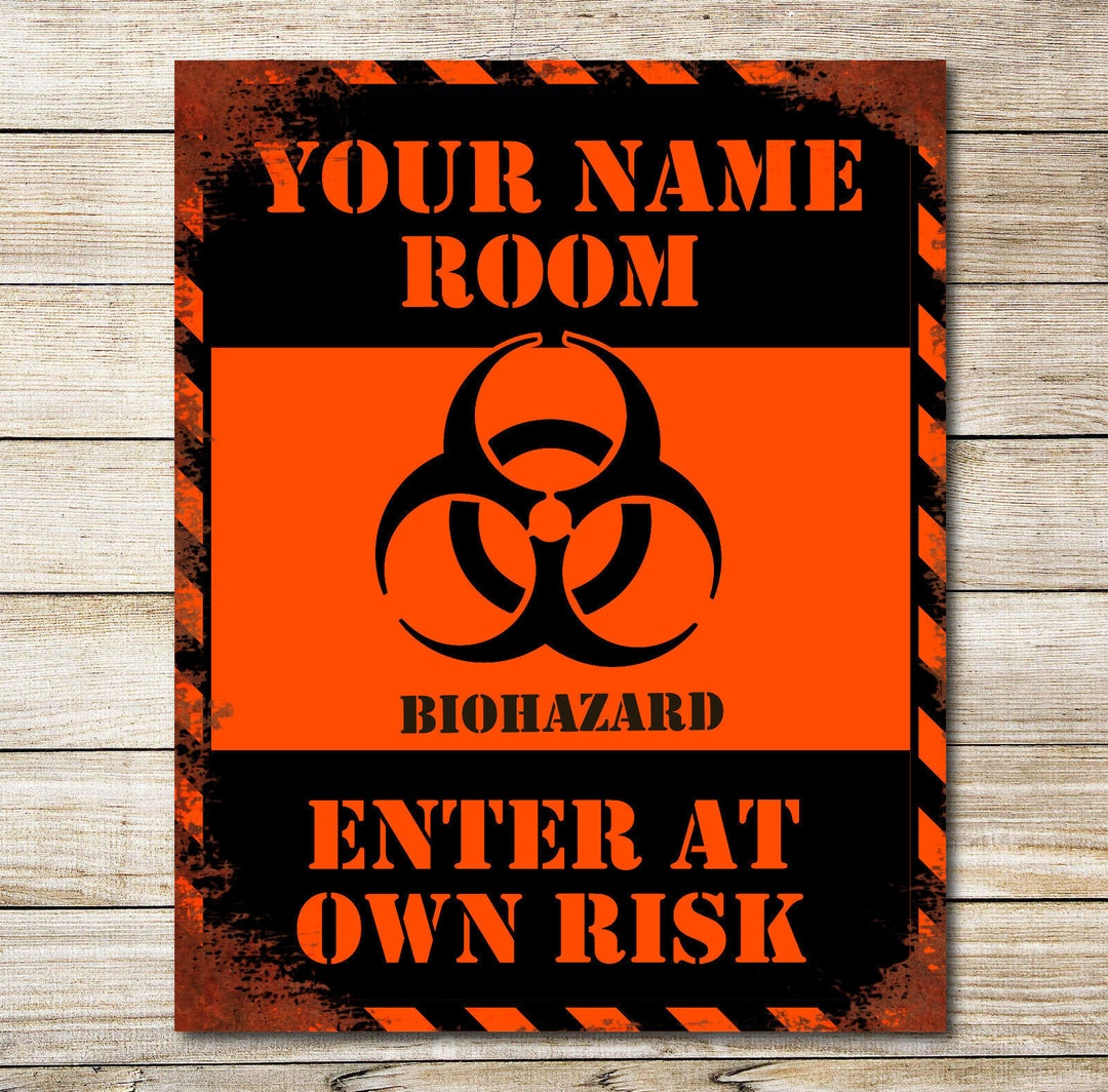 PERSONALISED Kids Rusty Style Room Biohazard Danger Enter at Your Risk ...
