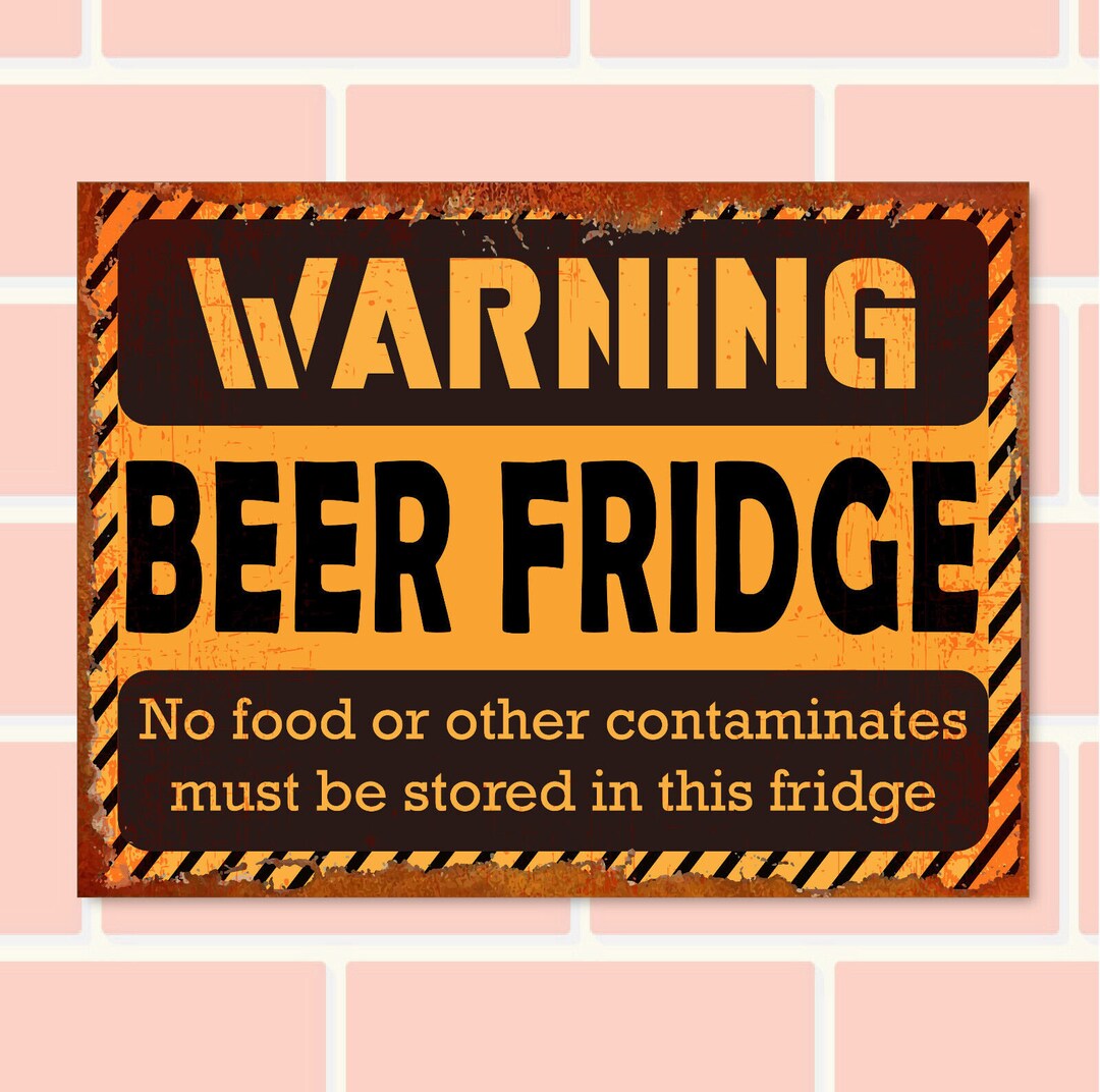 WARNING BEER FRIDGE Funny Retro Metal Sign Man Cave Bar Pub Plaque ...