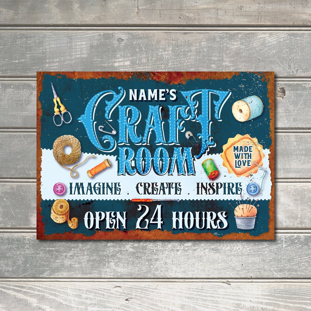 PERSONALISED Craft Room Retro Metal Sign Mancave Bar Pub Plaque Party ...