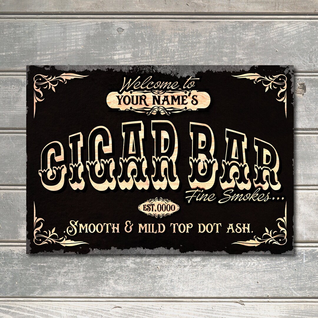 PERSONALISED Cigar Bar Sign Man Cave Bar Wall Decor Vintage Signage ...